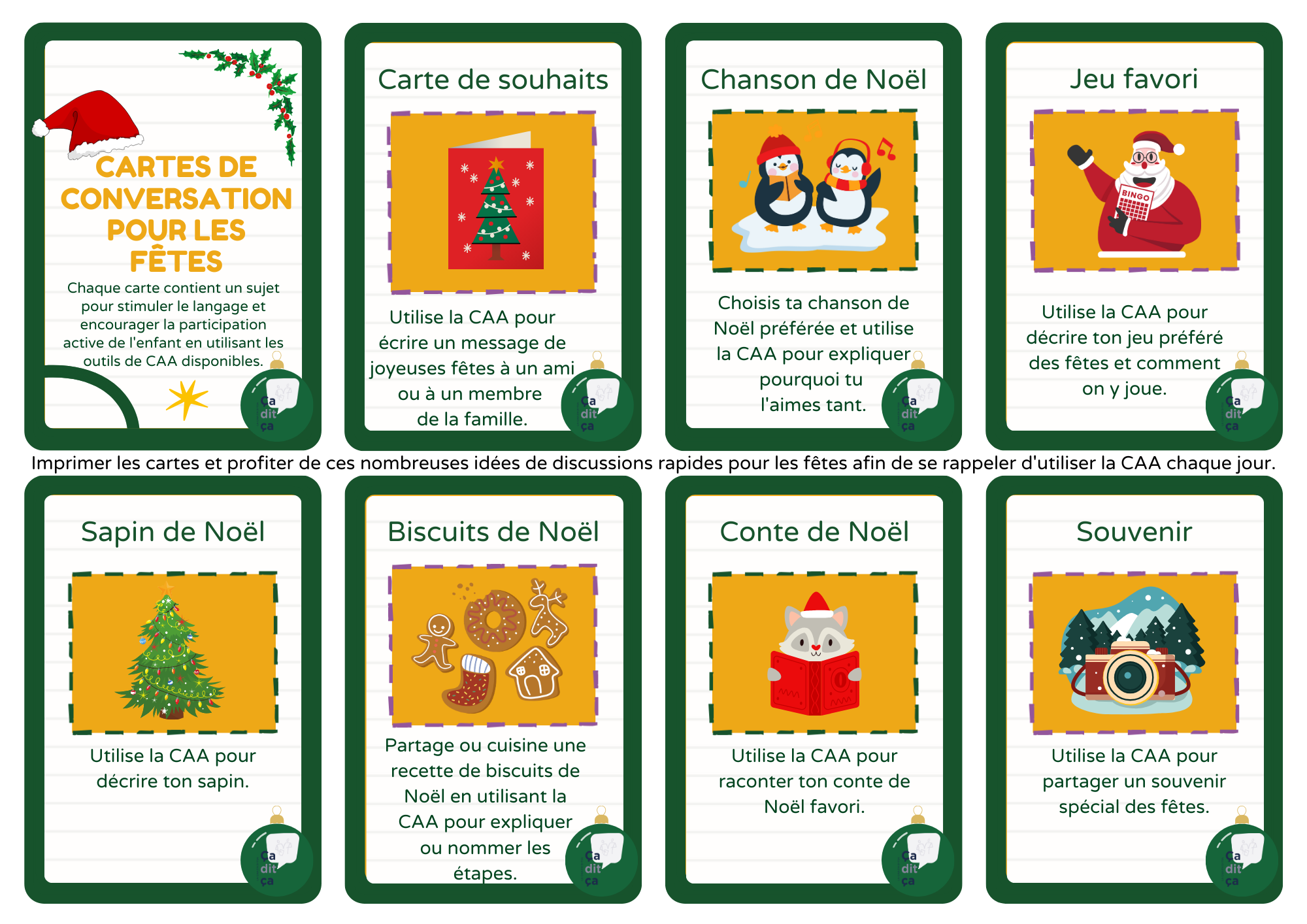 Cartes de conversation pour le Temps des Fêtes avec la CAA
